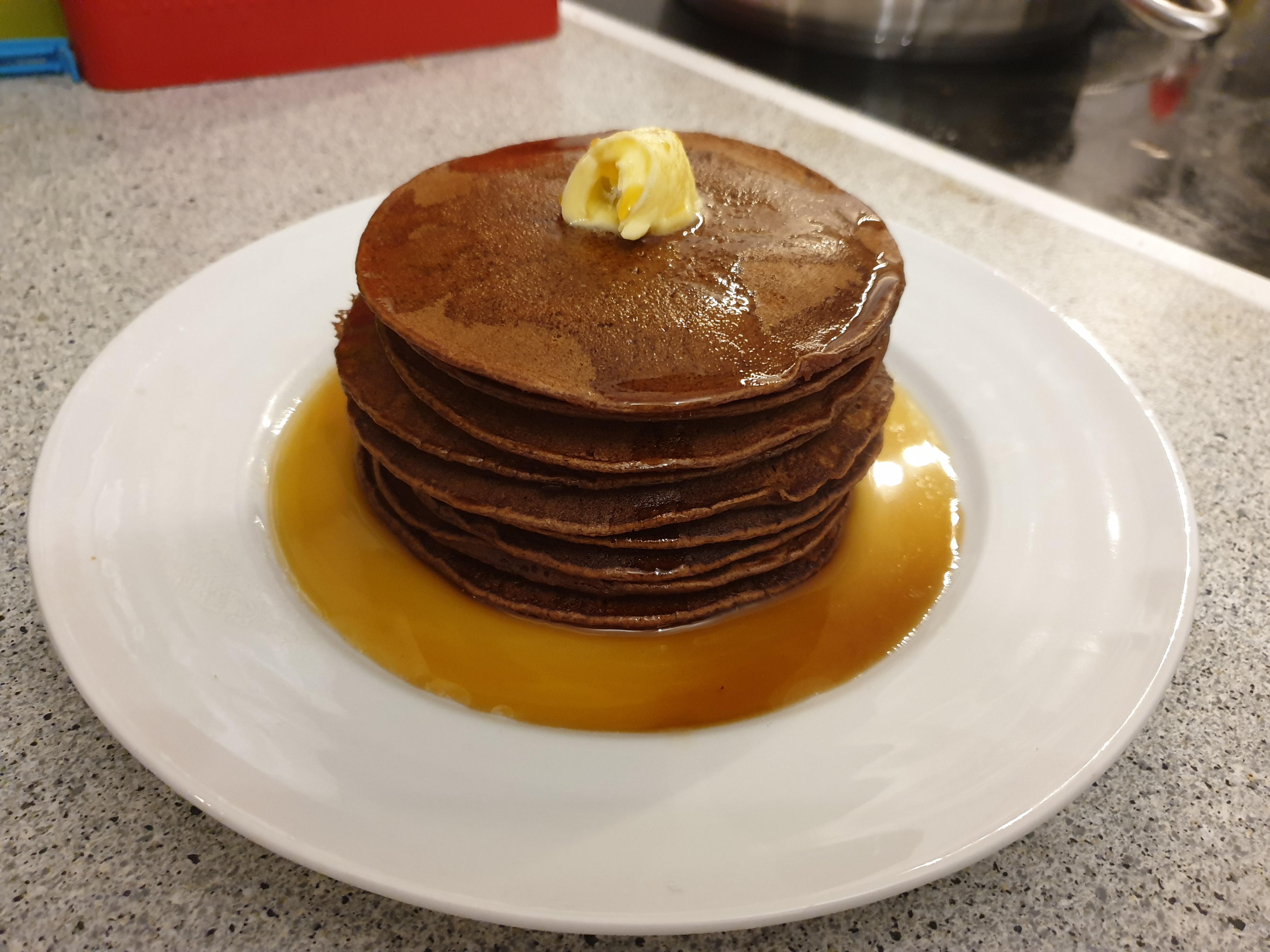 Cocoa pancakes with Kahlua syrup | Scrolller