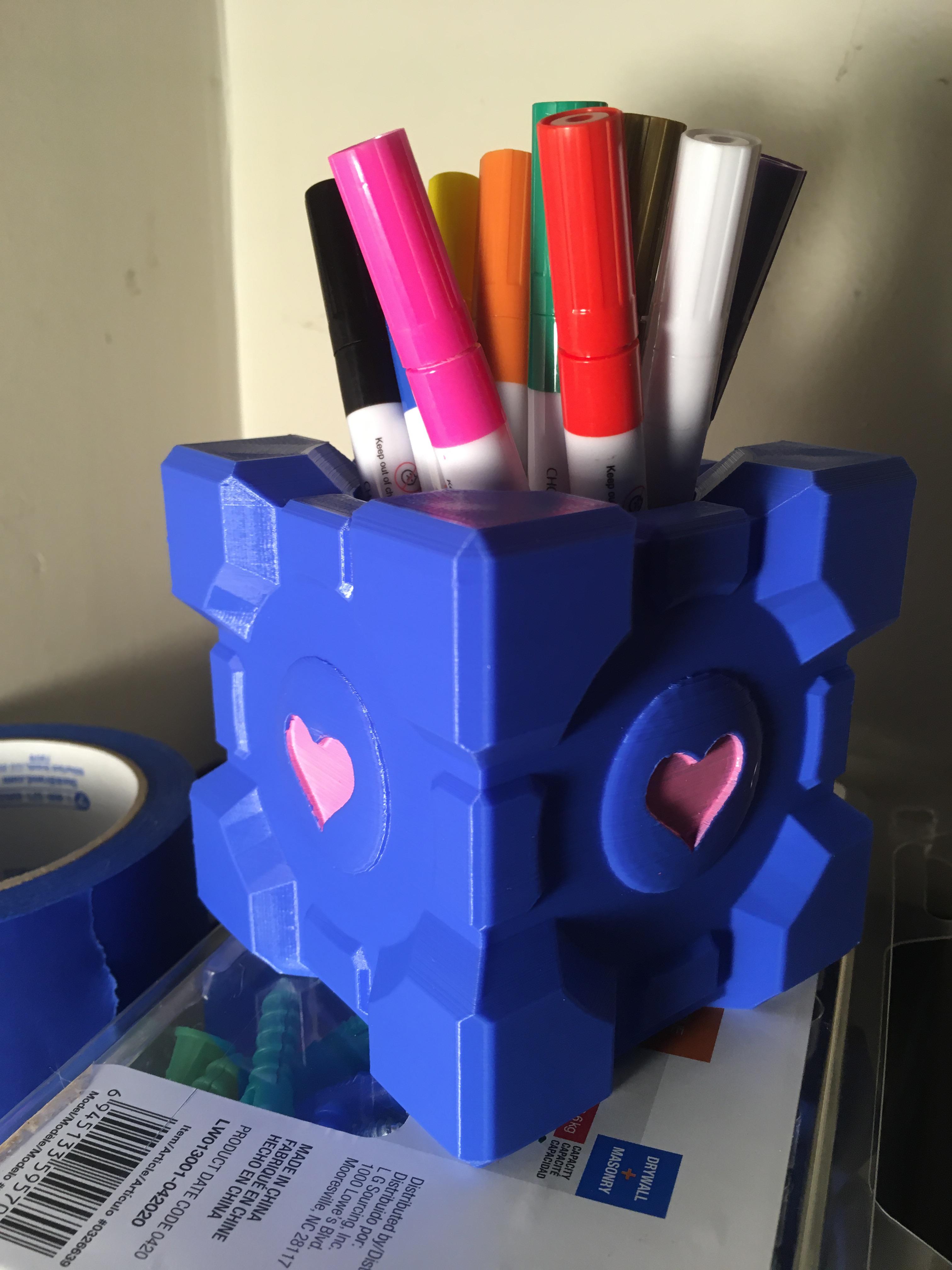 Companion Cube Pen Holder - Printed w/ an Anycubic Mega S. Pleasantly surprised by the quality ...