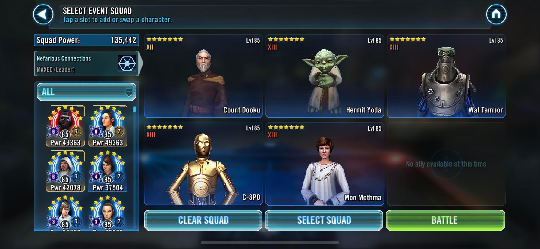 Complete Sith Agent 2 of 4 quest part 2 using this team for T1 of GC (full auto) | Scrolller