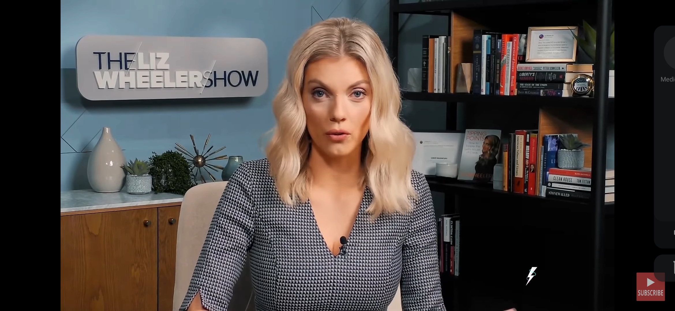 Conservative commentator Liz Wheeler seduces libs by shoving her gigantic jugs into the camera ...