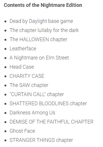 Contents of the Dead by Daylight: Nightmare Edition | Scrolller