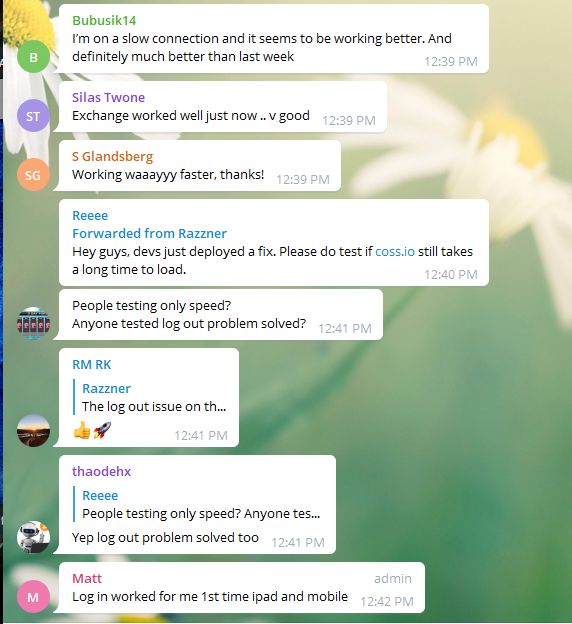 COSS Exchange is loading lightning fast now! Login issues are resolved. | Scrolller