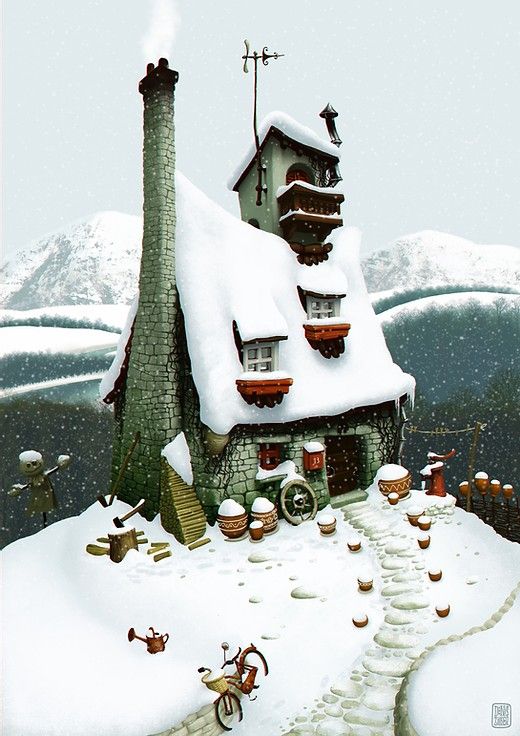 Cottage in the Winter by Denis Zilber | Scrolller