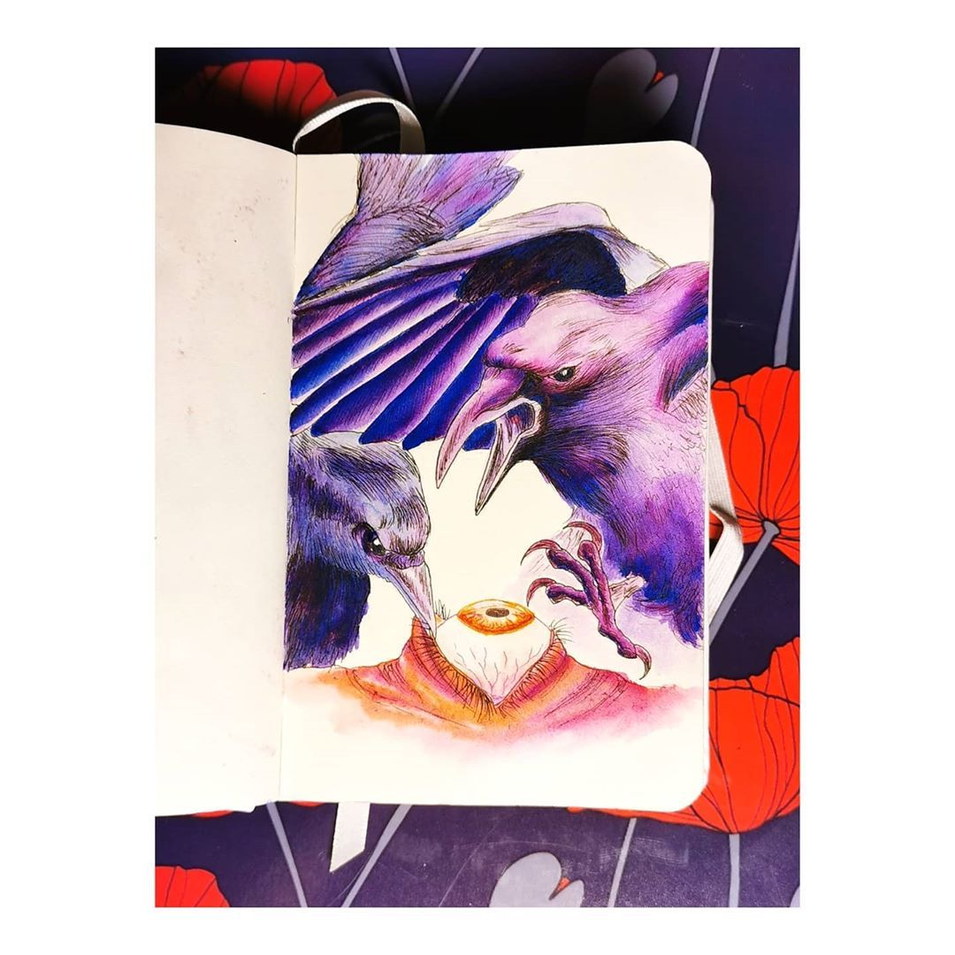 Crow Birds - Brush pens and fineliners | Scrolller