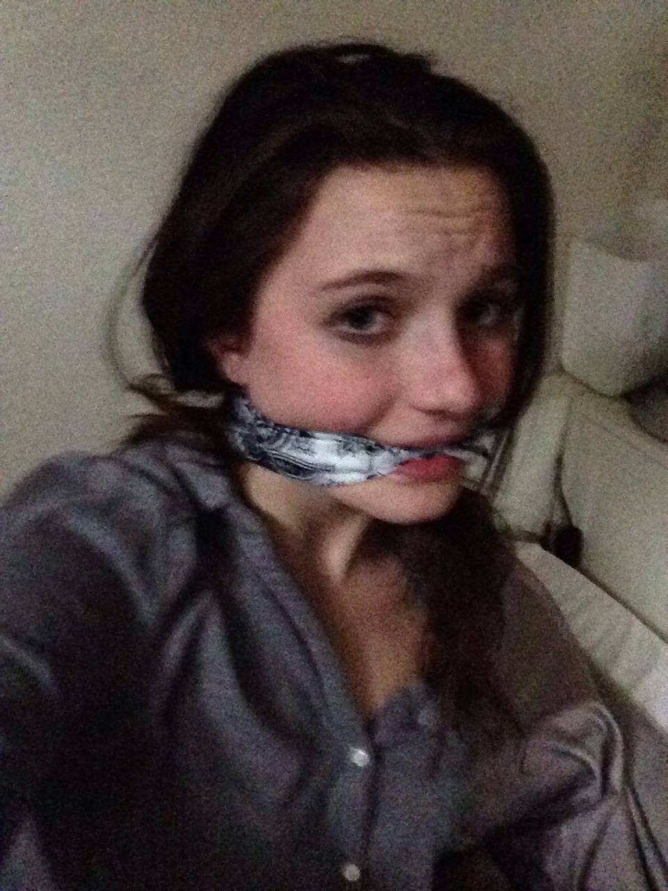 Cutie with satin cleave gag | Scrolller