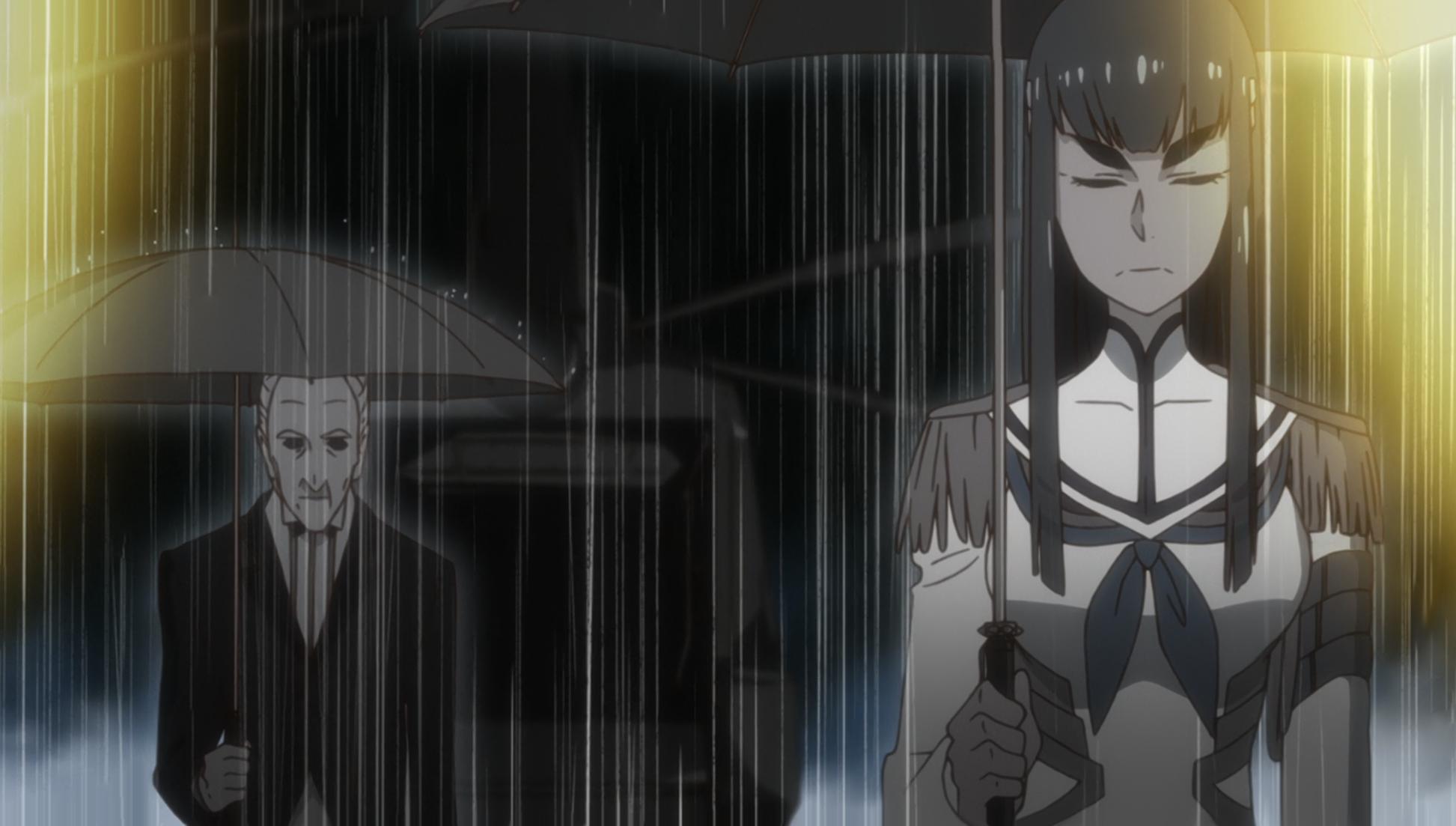 Daily Satsukiposting #45! Lady Satsuki in the rain from Episode 06, image by u/iamonlyoneman ...
