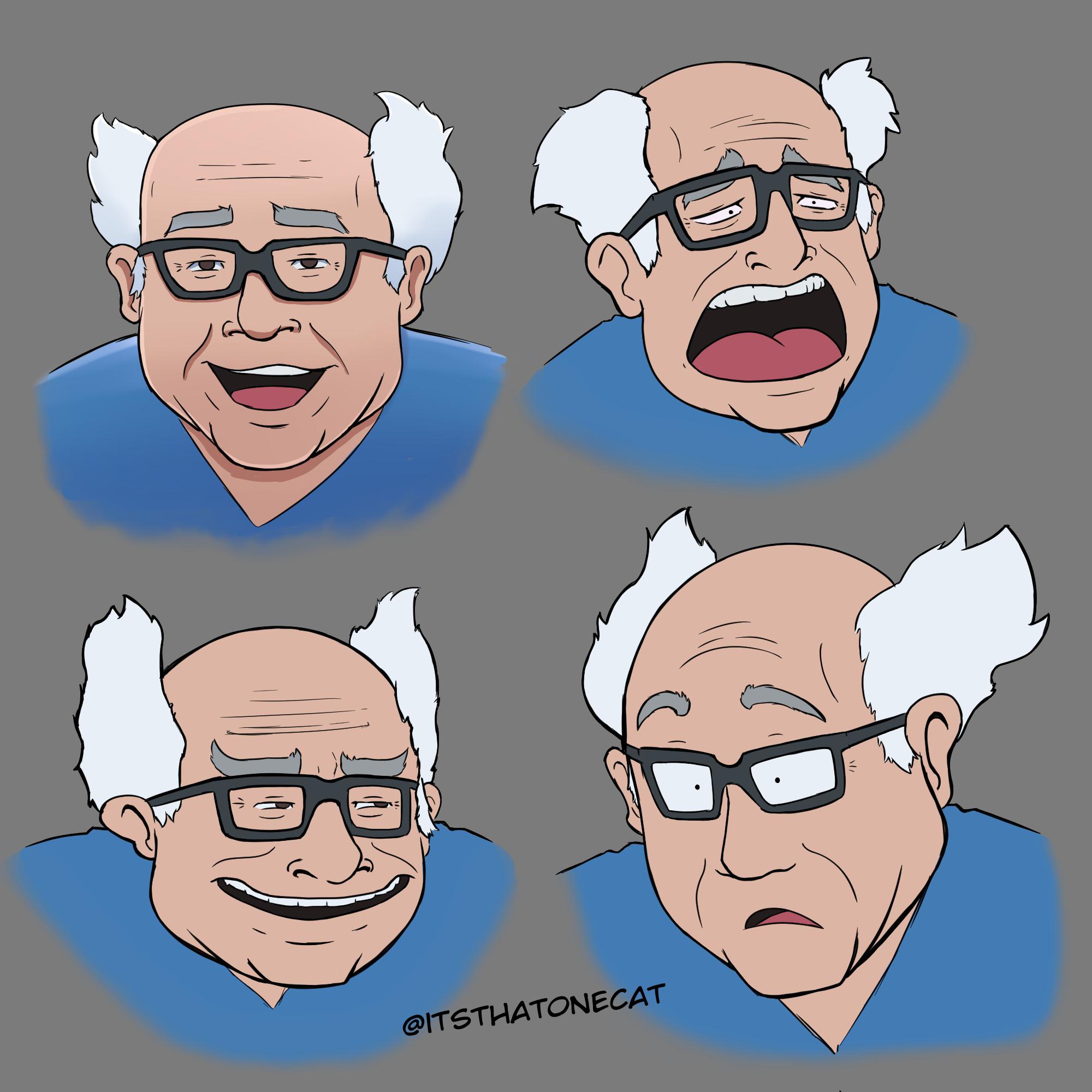 Danny Devito w/ various expressions (@itsthatonecat) | Scrolller