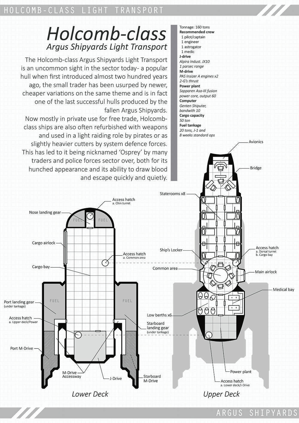 Deckplan - Once Bitten, the Holcomb-class Light Transport | Scrolller