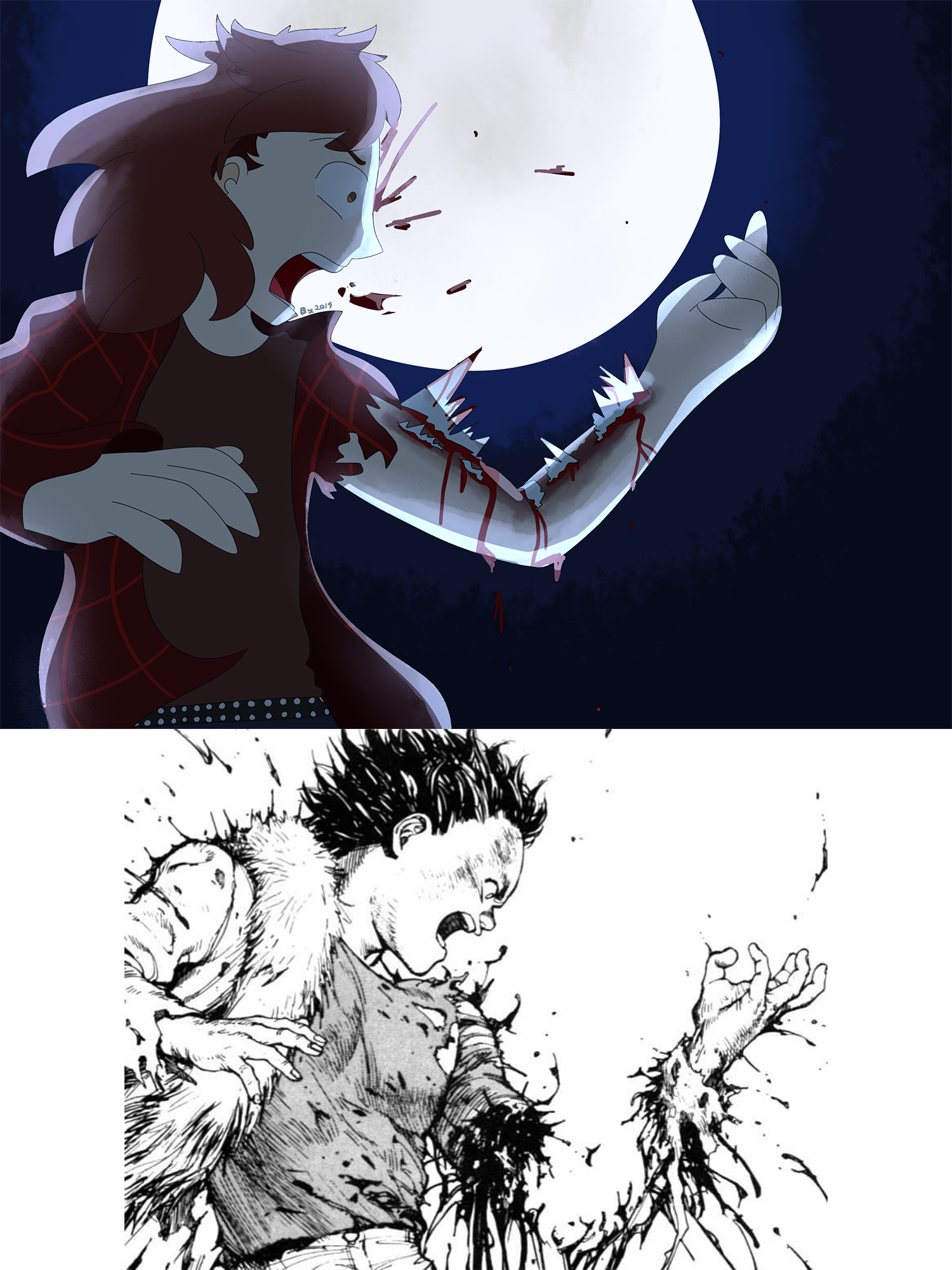 Did a redraw of a famous panel from the manga. Here's a side-by-side comparison | Scrolller