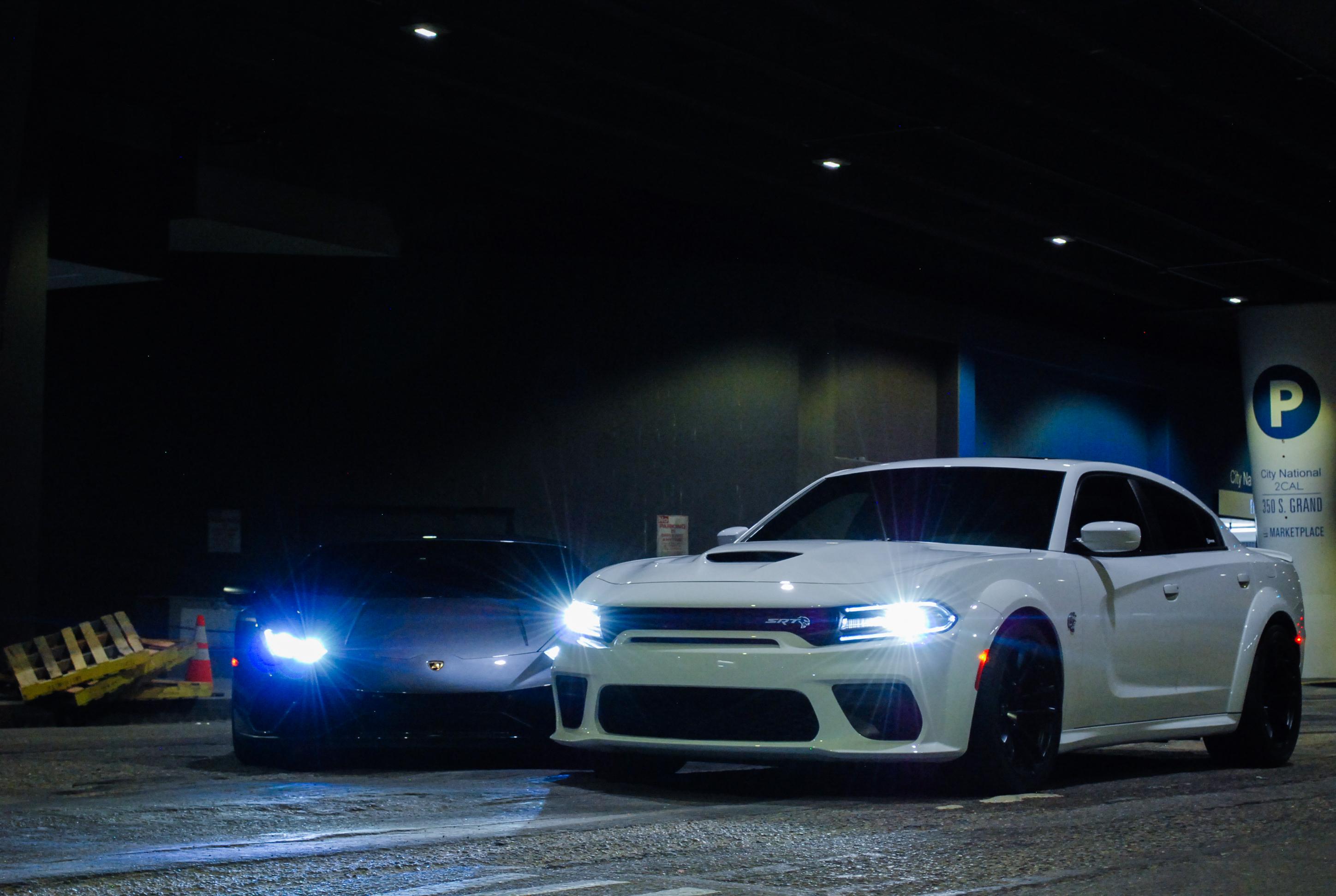 Dodge Challenger SRT Hellcat | Lamborghini Huracan Performante | Underpass Downtown LA ...