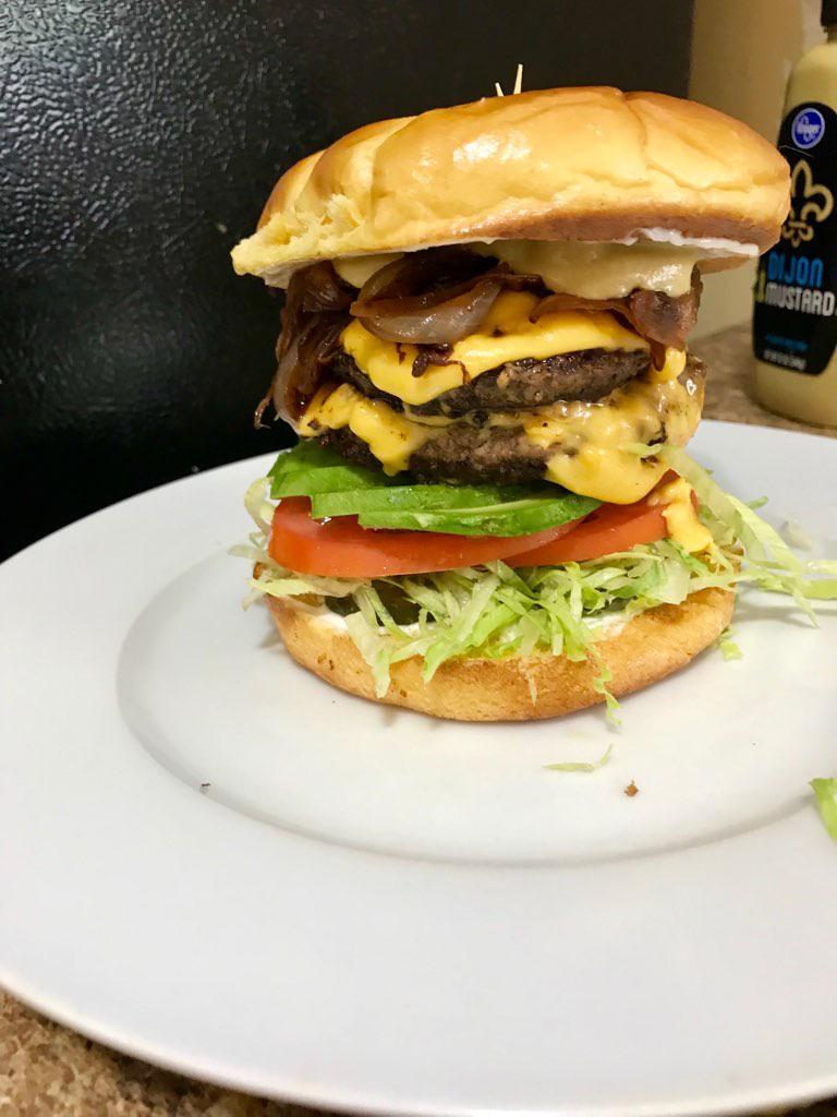 Double burger I made and ate for lunch. | Scrolller