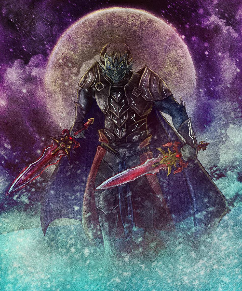 Dragonborn Dual Blade Character Commission | Scrolller