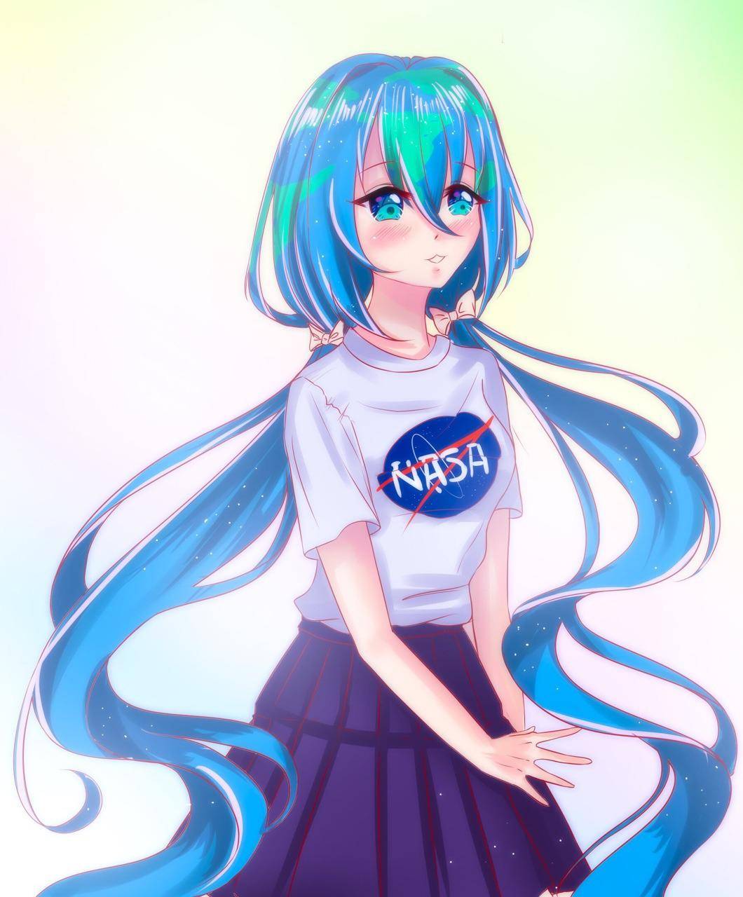 Earth chan with long hair | Scrolller