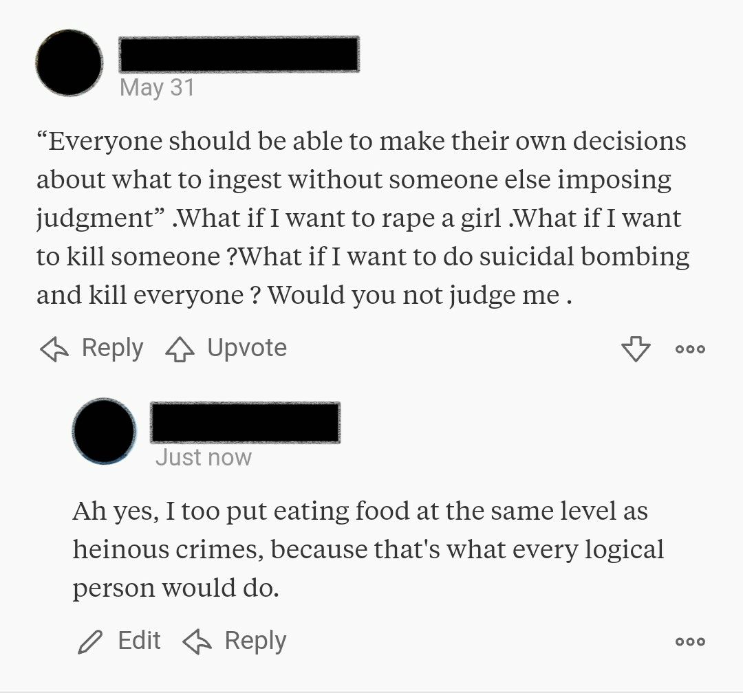Eating Meat is equal to Raping A Girl Apparently | Scrolller