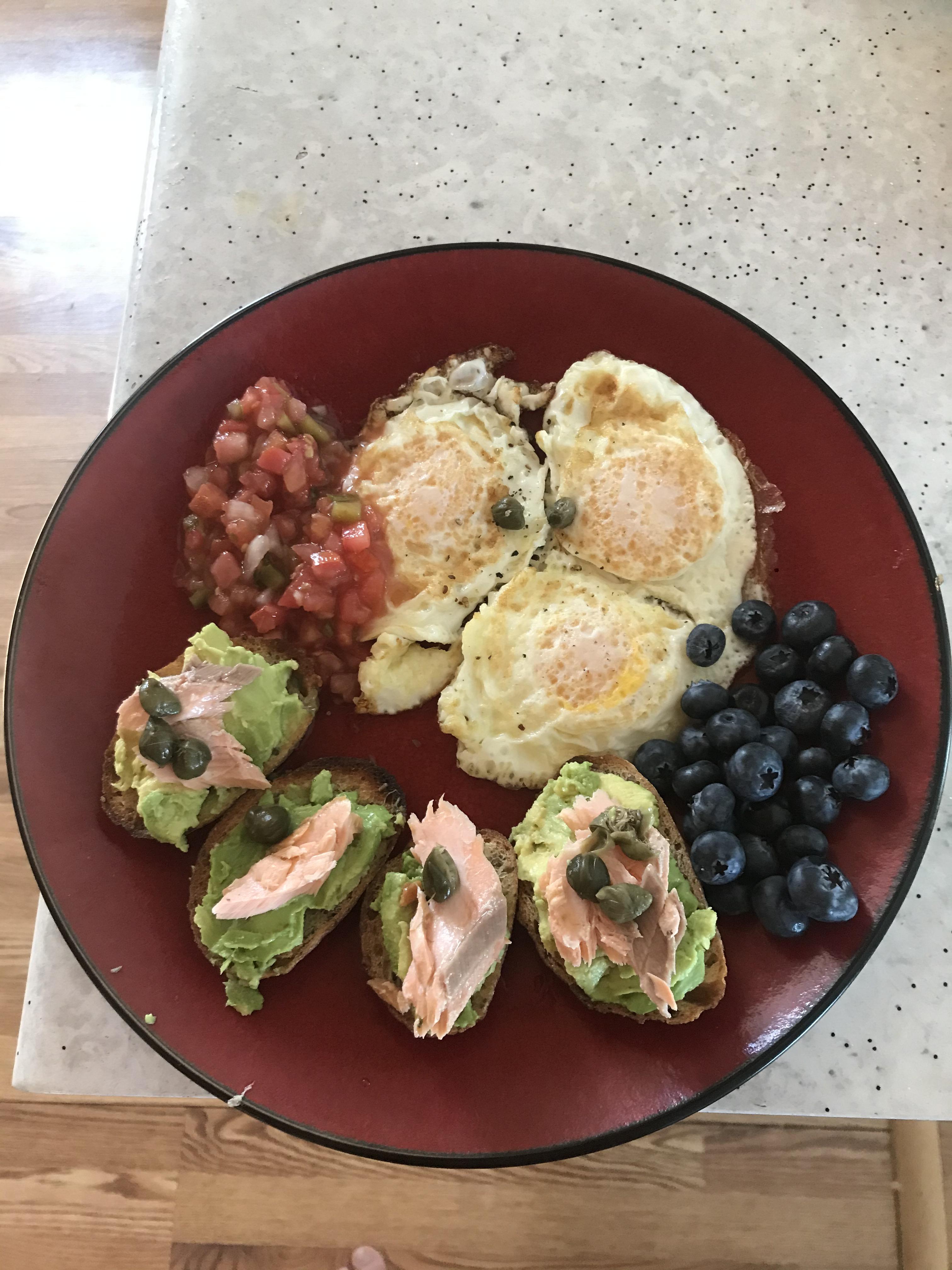 Eggs, salsa, and avocado toast with Salmon! | Scrolller