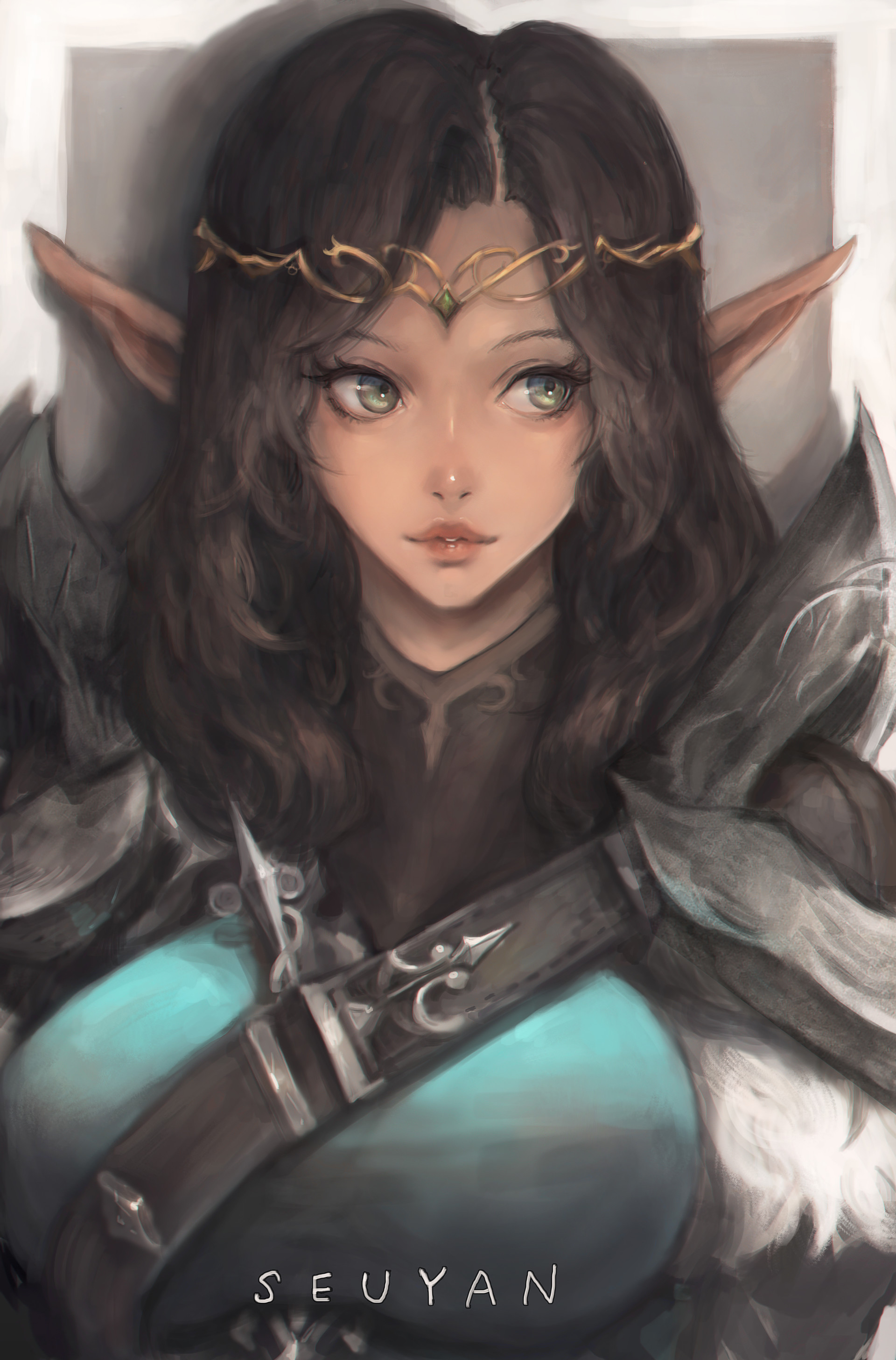 Elf girl portrait, by Seuyan | Scrolller