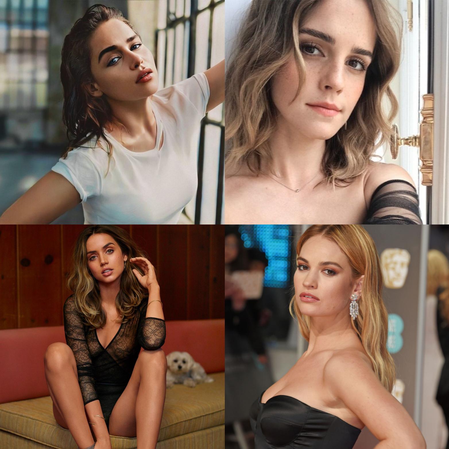 Emilia Clarke, Emma Watson, Ana de Armas, Lily James. Ass, Pussy, Blowjob, Reject | Scrolller