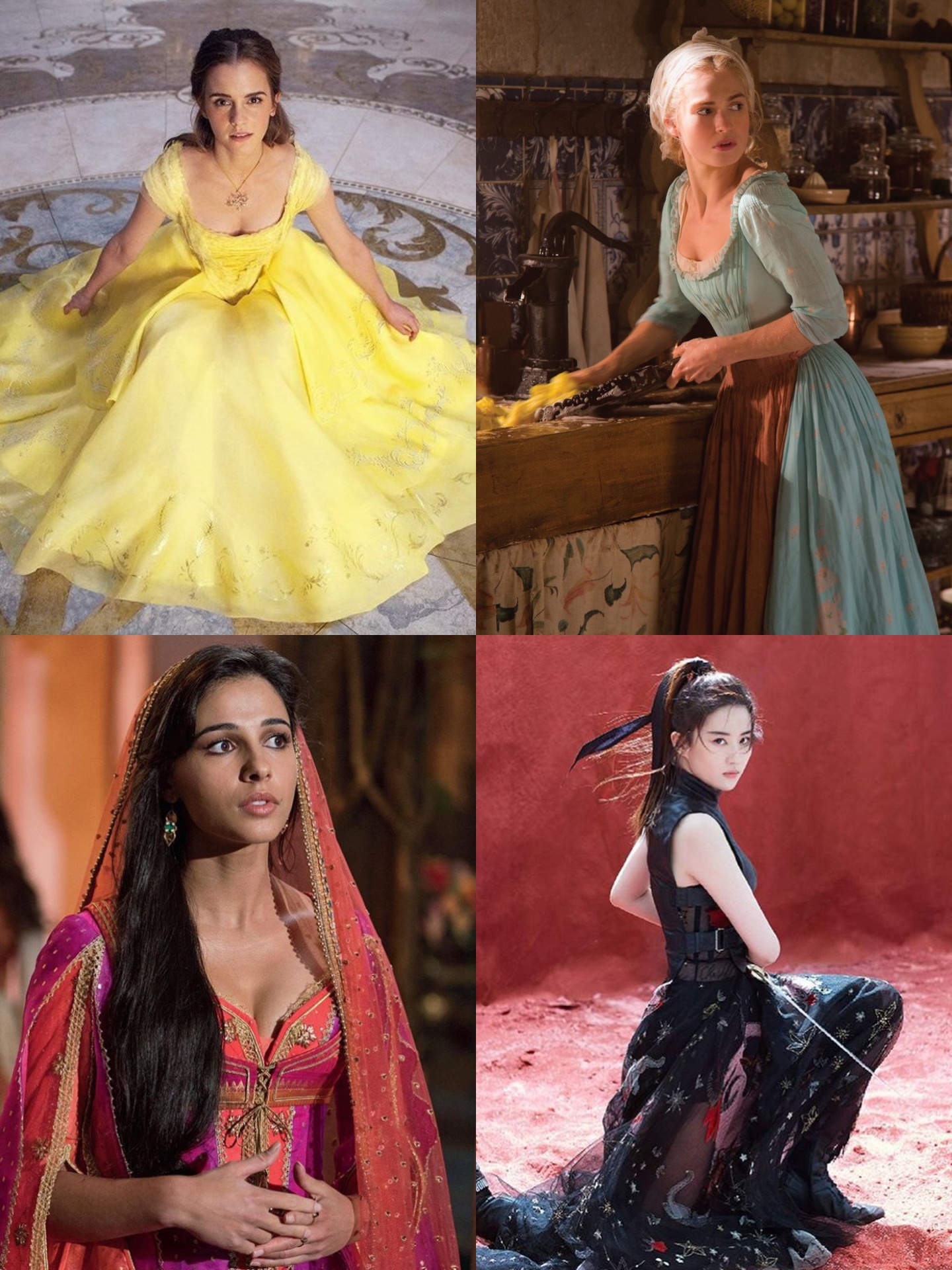 Emma Watson Belle Lily James Cinderella Naomi Scott Jasmine Liu Yifei Mulan 1