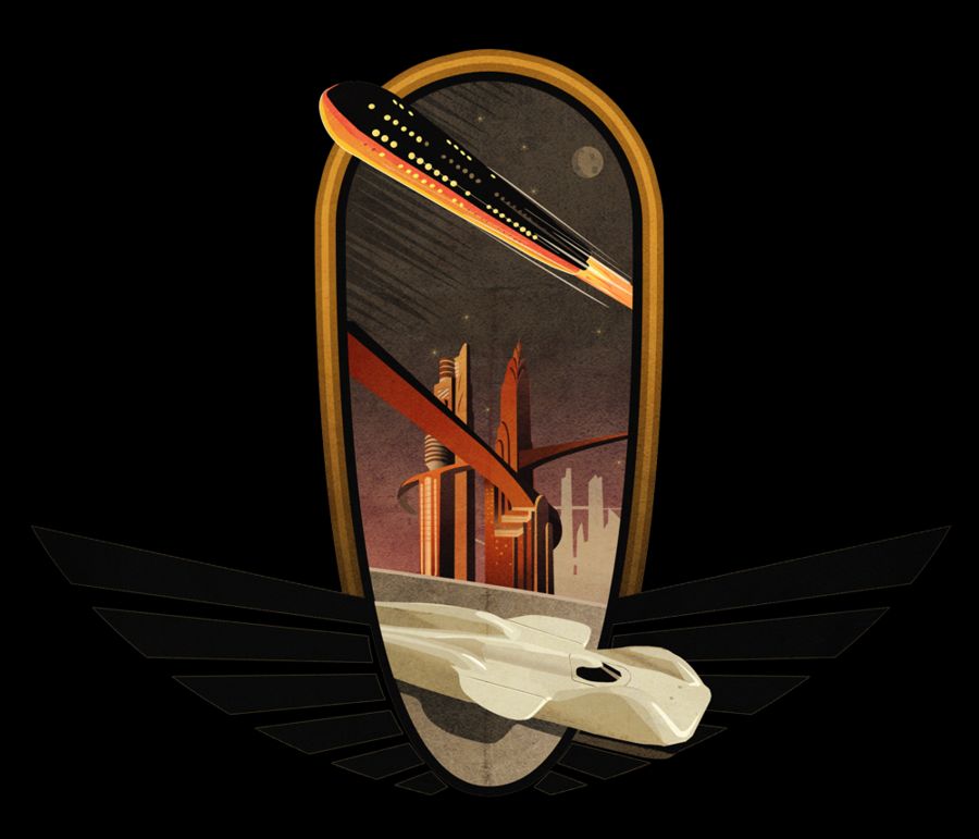 Art deco-style 'Retro Future Logo' by Jérémie Chiavelli | Scrolller