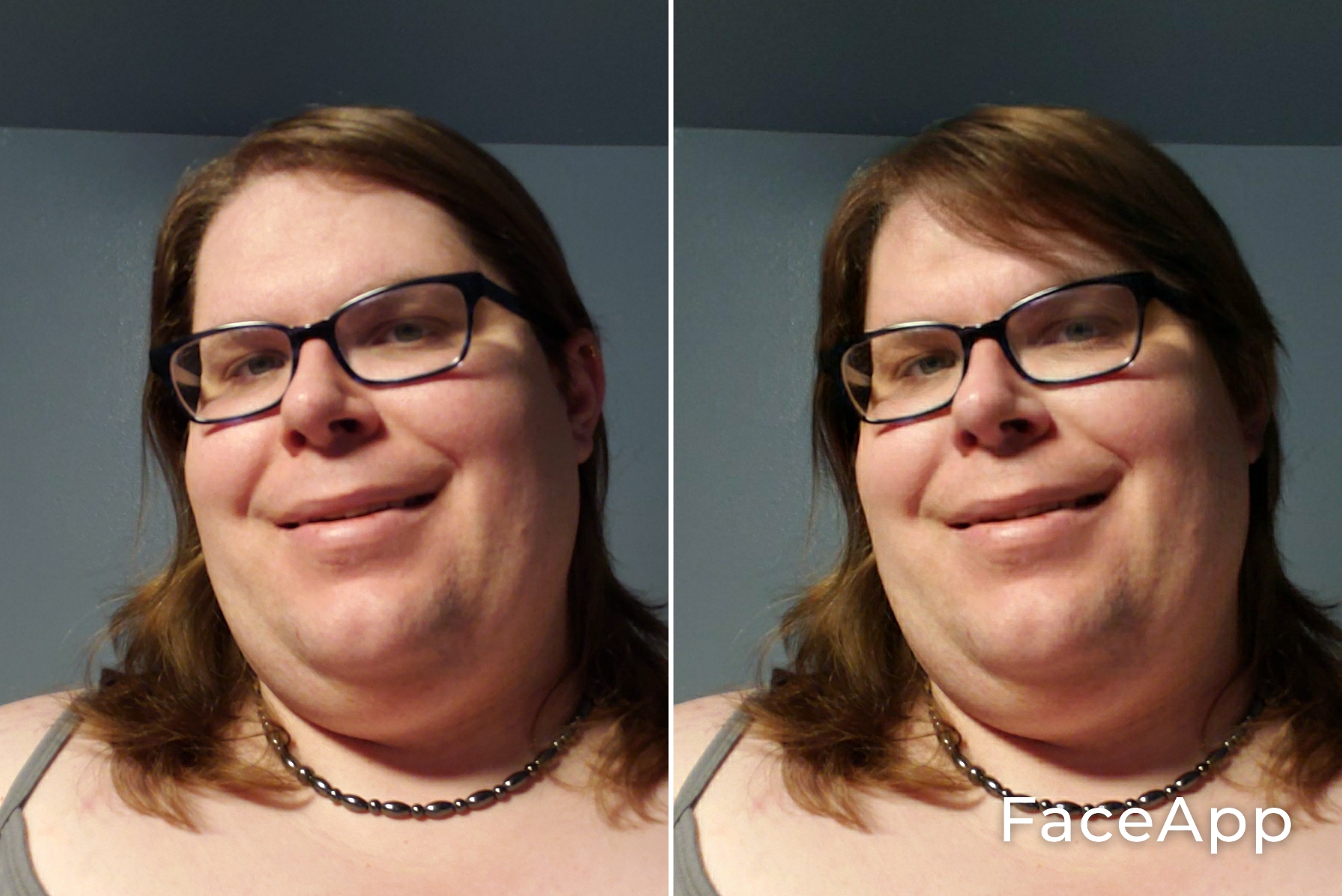 Faceapp ran for the first time with the Female Interface! I think I look better with Bangs ...