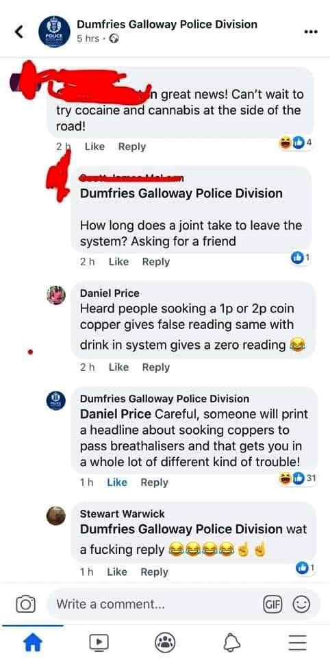 Facebook, but the polis reply is well worthy............. | Scrolller