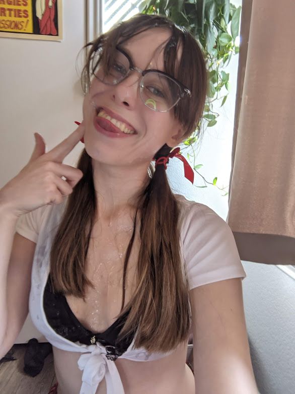 Facial aftermath in glasses and schoolgirl outfit :) | Scrolller
