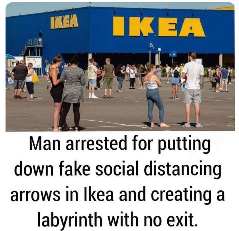 Fake Social Distancing - Pfeile vor den Ikea kleben. | Scrolller