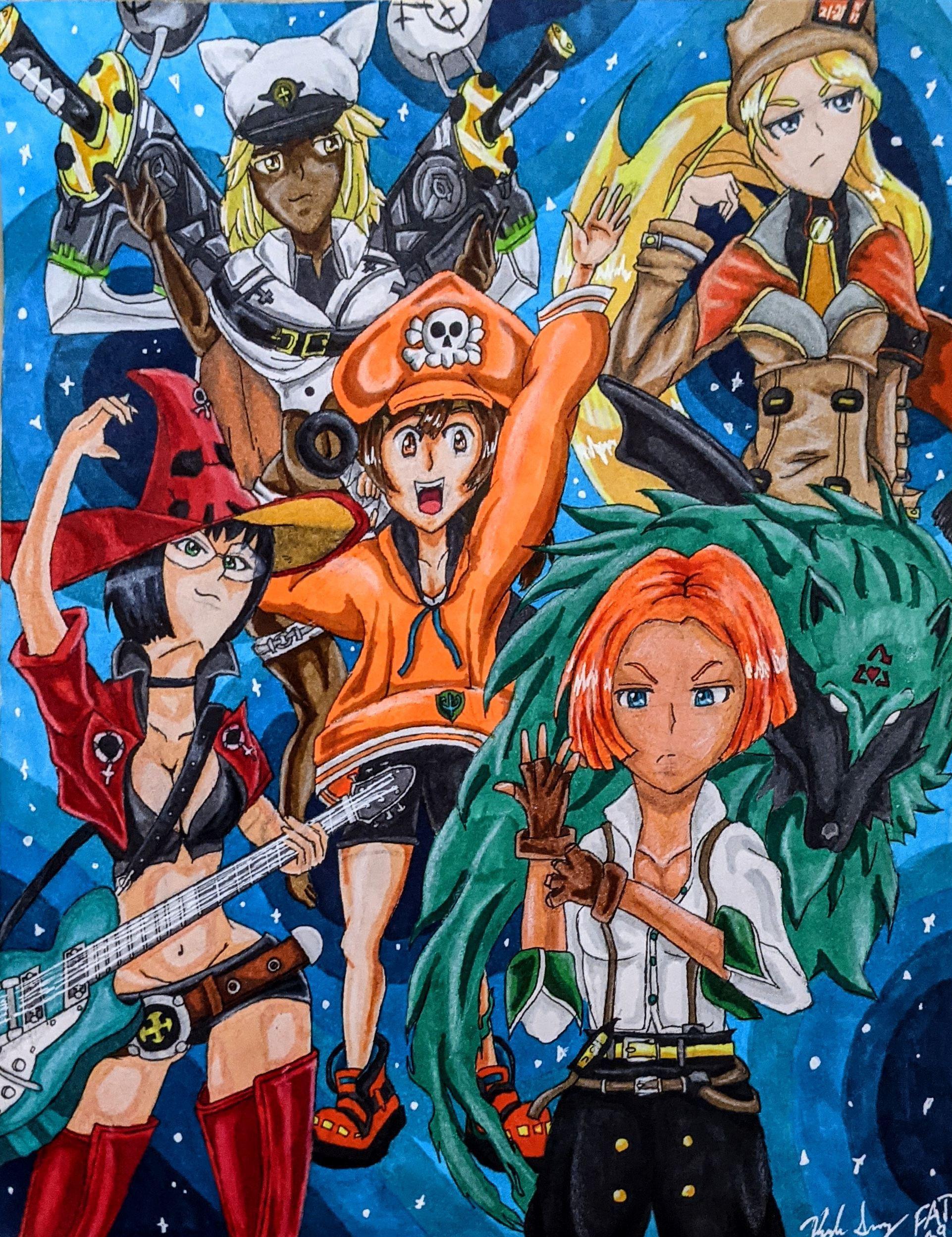 Fan Art of the Guilty Gear Strive Babes - Markers and Colored Pencil | Scrolller