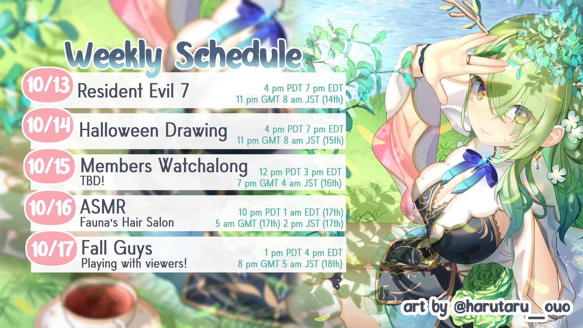 Fauna's Weekly Schedule! [October 13 - October 17] | Scrolller