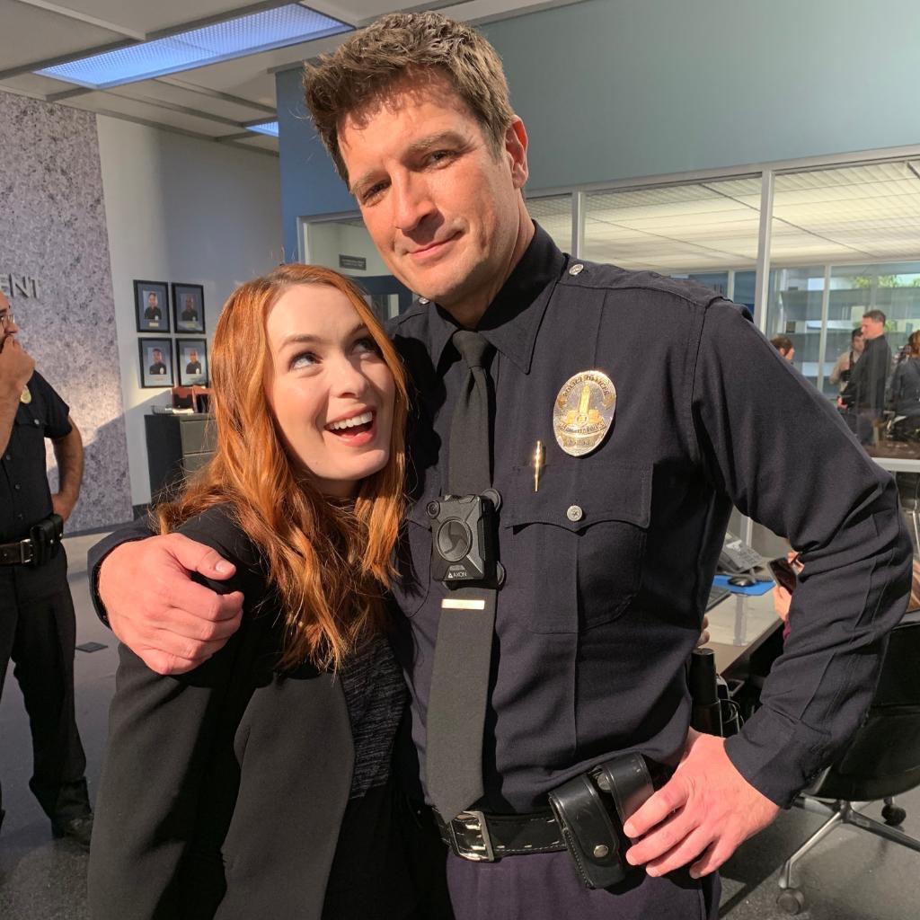 Felicia Day mirin Nathan Fillion on the set of The Rookie | Scrolller