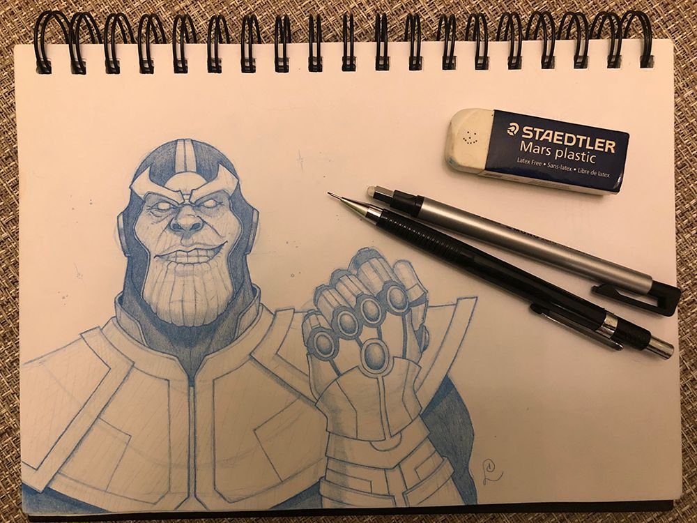 Finally wrapped up this drawing of Thanos! | Scrolller