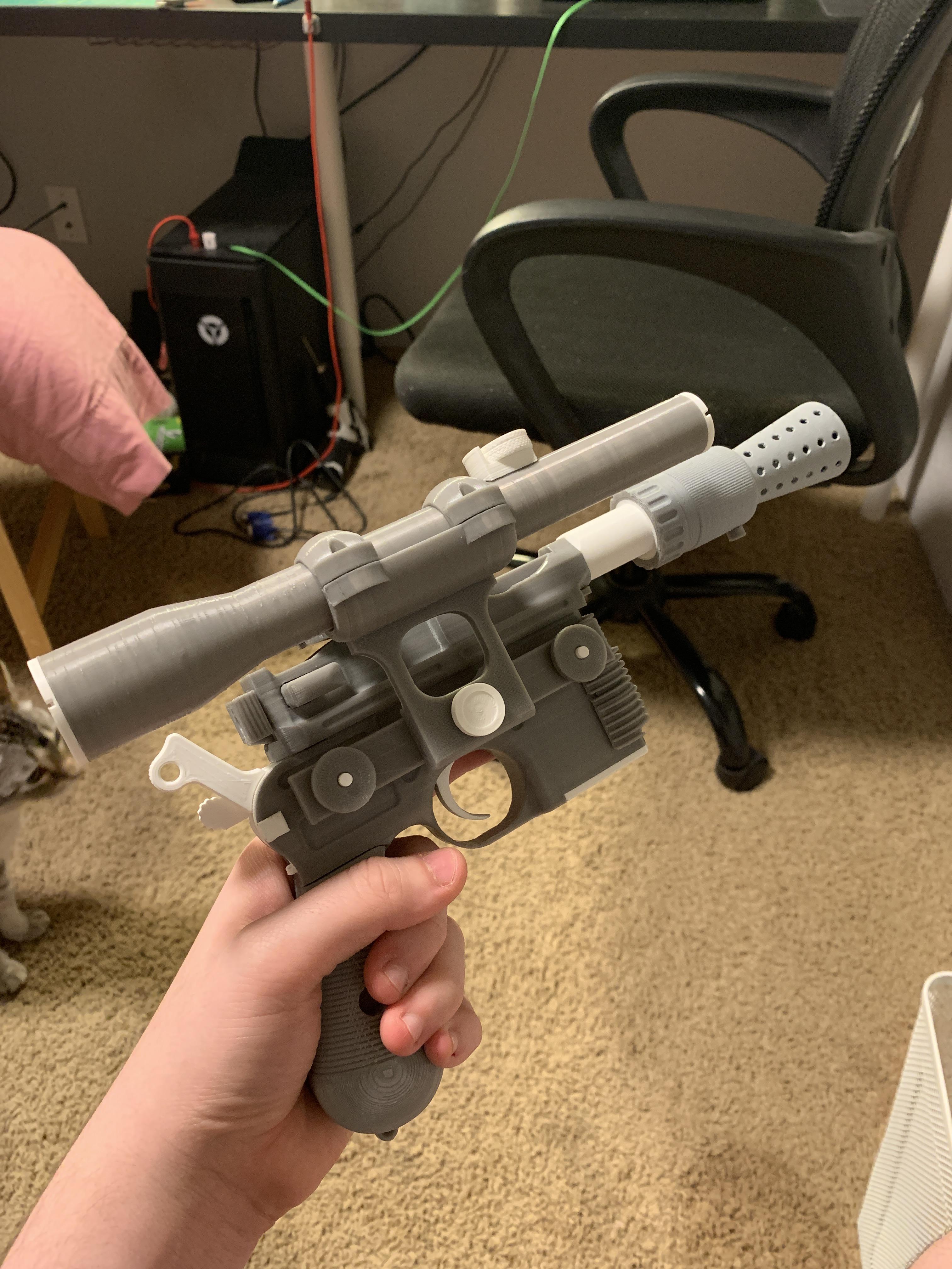 Finished 3D printing my dl44 blaster, now to sanding and painting!!! | Scrolller