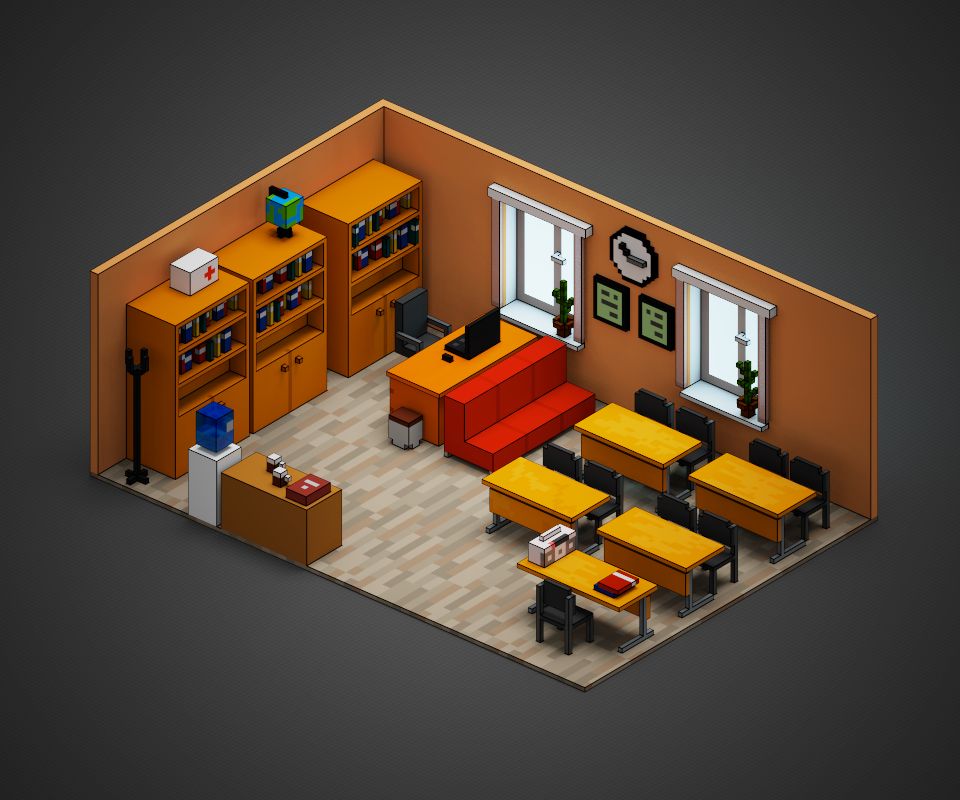 First experiment with voxel art, made a model of my classroom | Scrolller