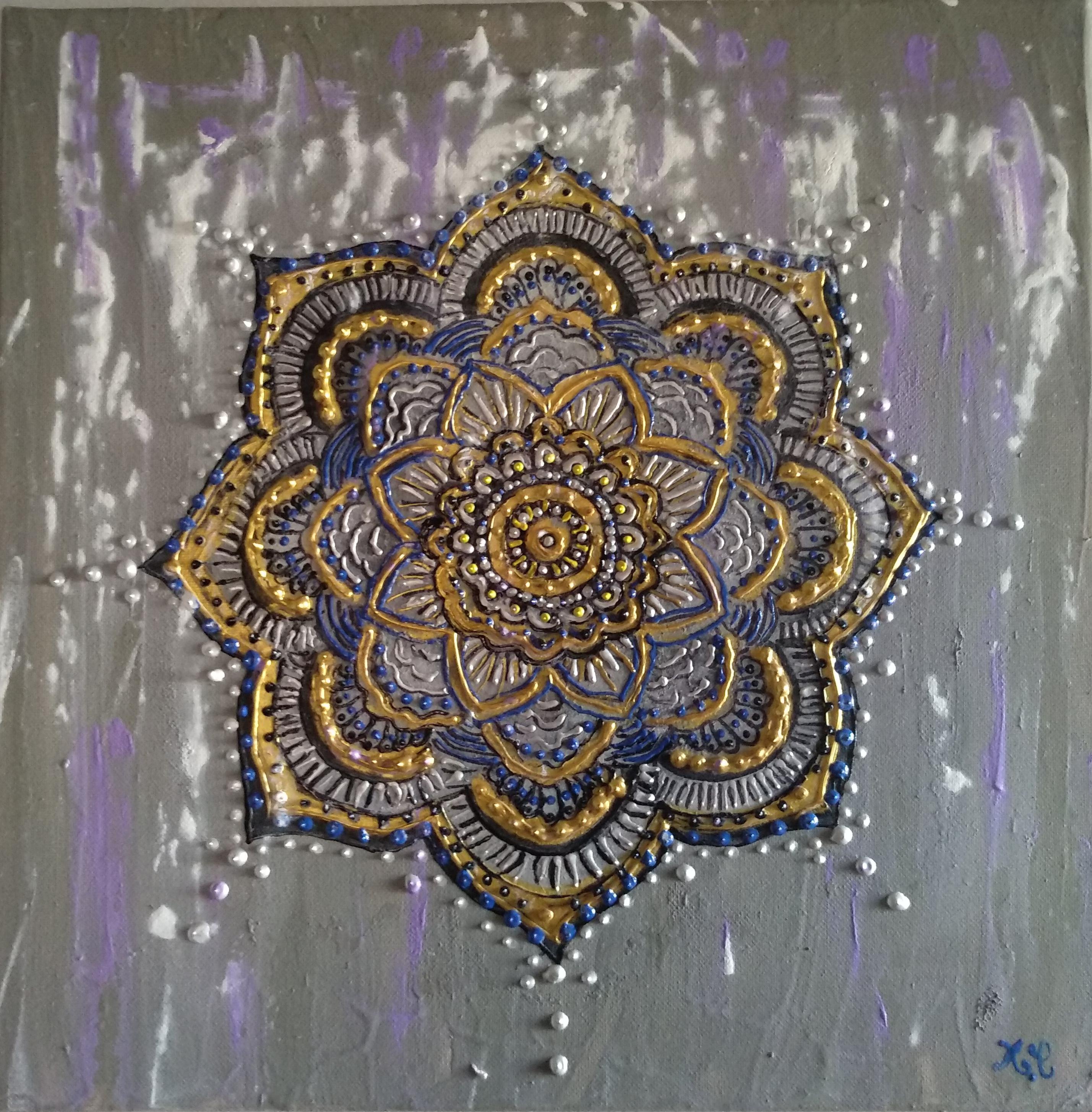 First mandala painting on canvas. | Scrolller