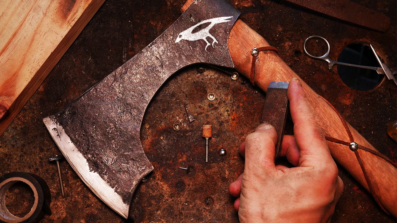 First time making an Axe from scrap. Some cracks but still happy! | Scrolller