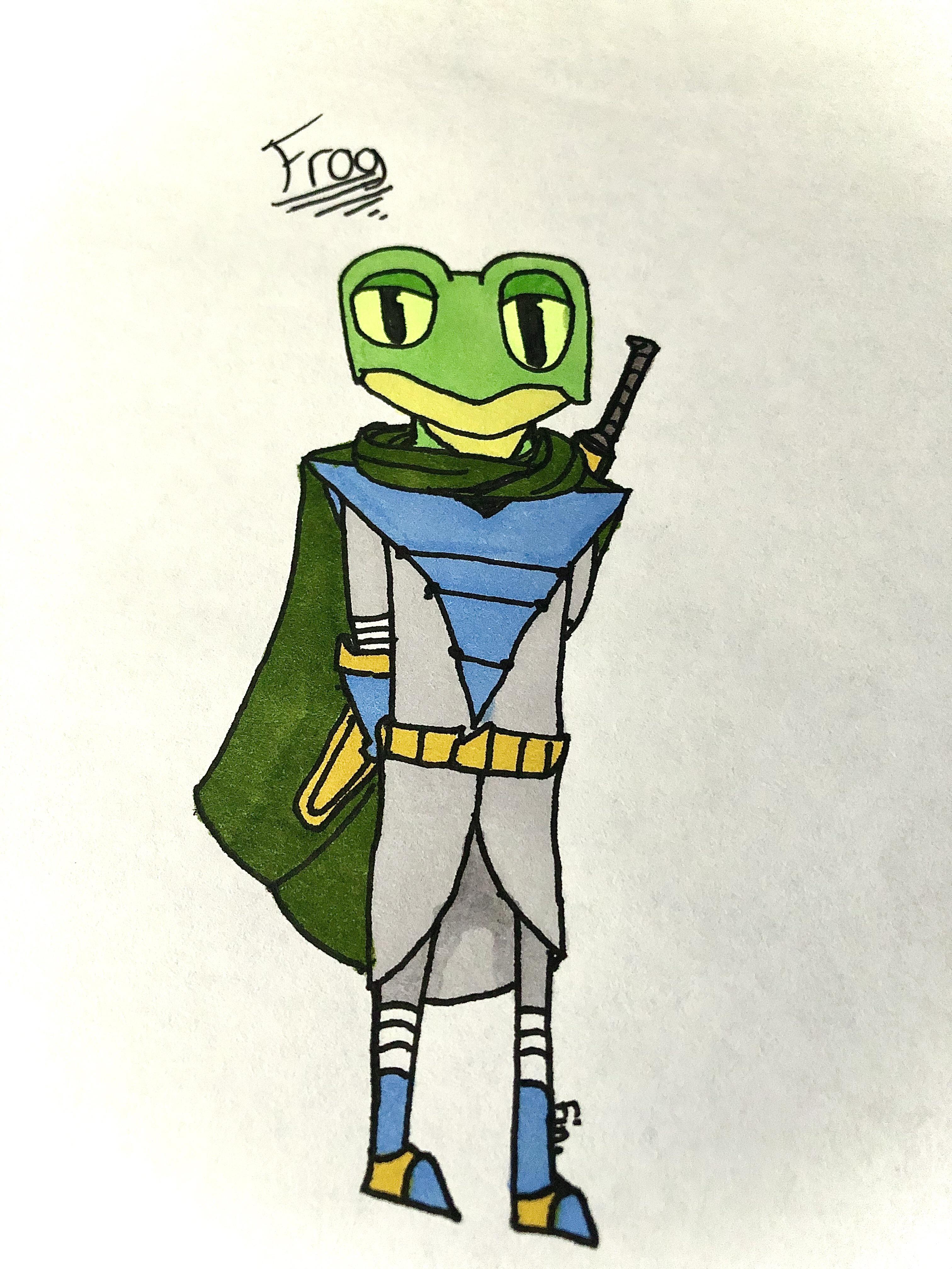 First try at drawing frog based on his sprite, I saw the portrait and it’s pretty far off, but I ...