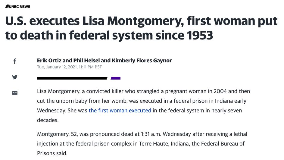 First woman executed since 1953 | Scrolller