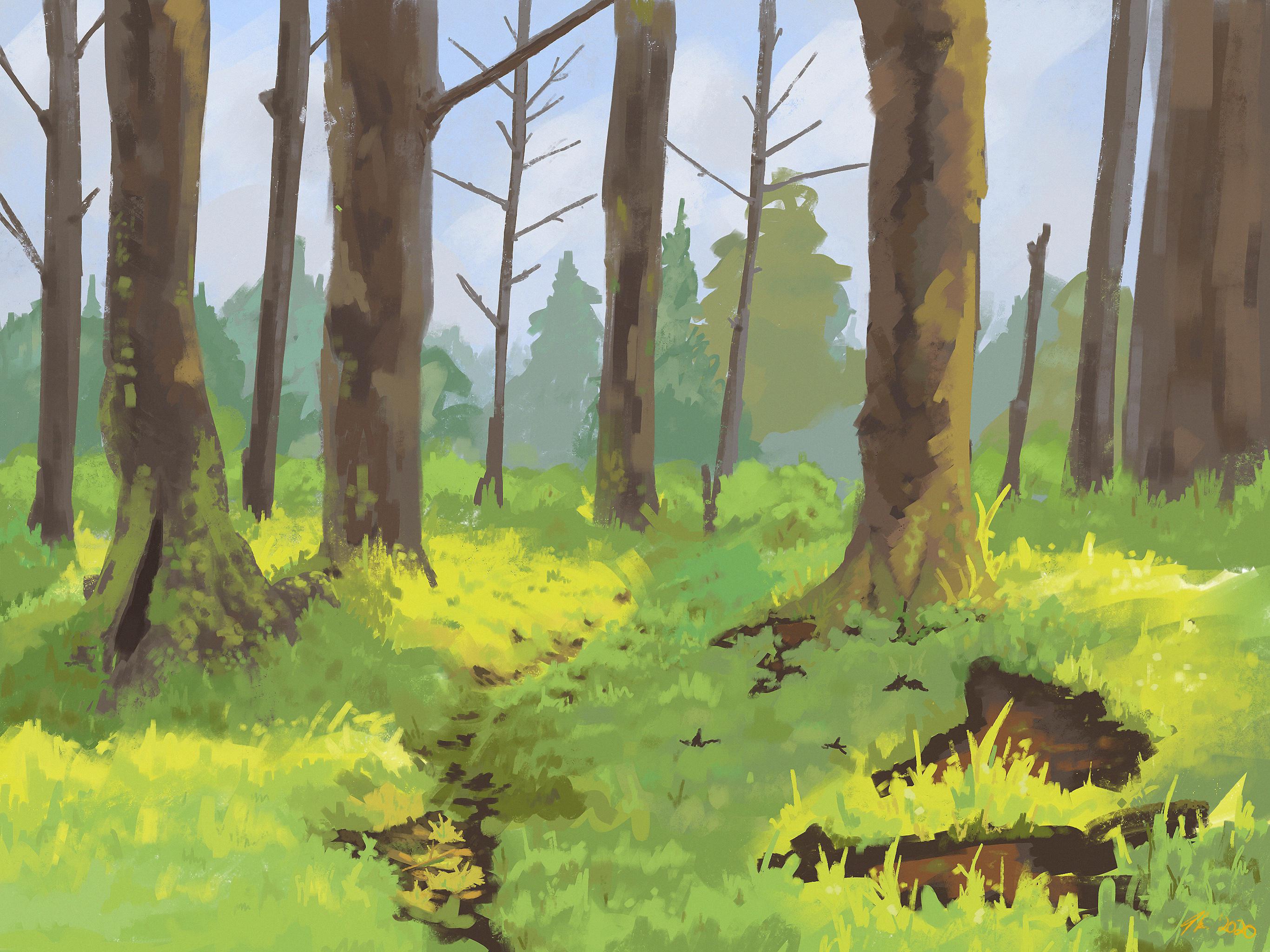 Forest painting (first finished procreate painting!) | Scrolller
