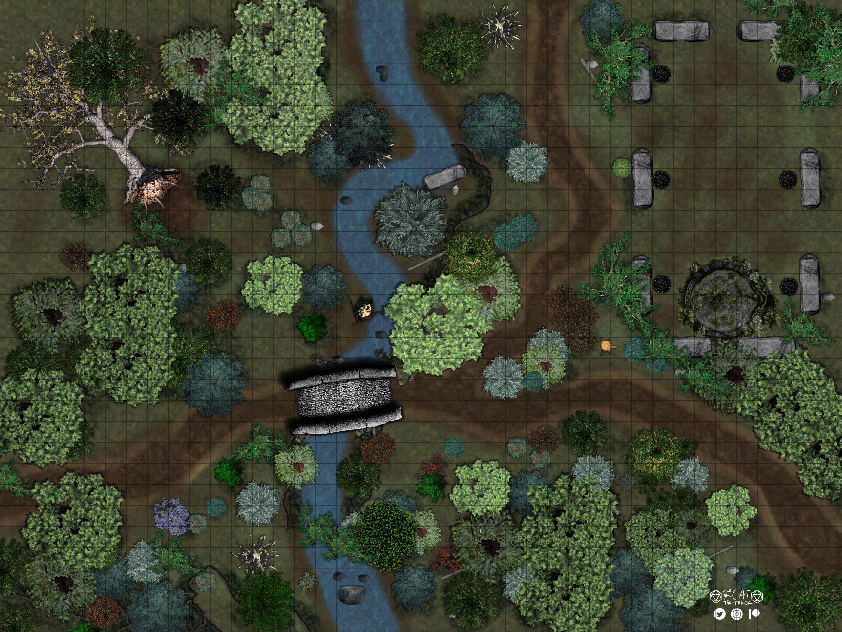 Forest paths and altar ruins [battlemap] [40 x 30] | Scrolller