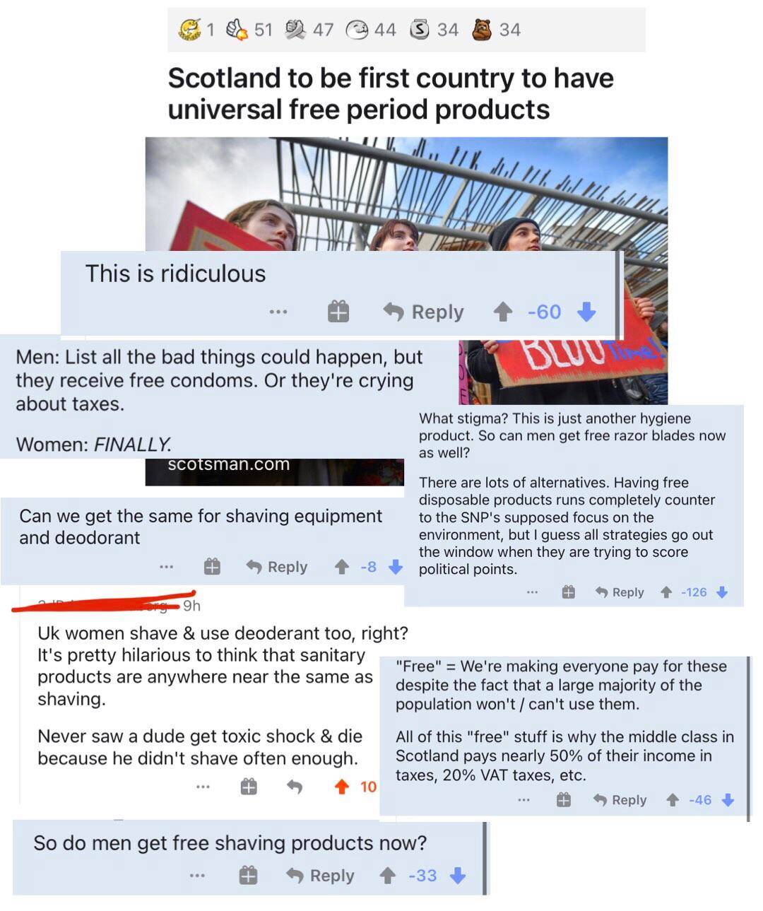 Fragile men crying because women are getting basic healthcare products | Scrolller