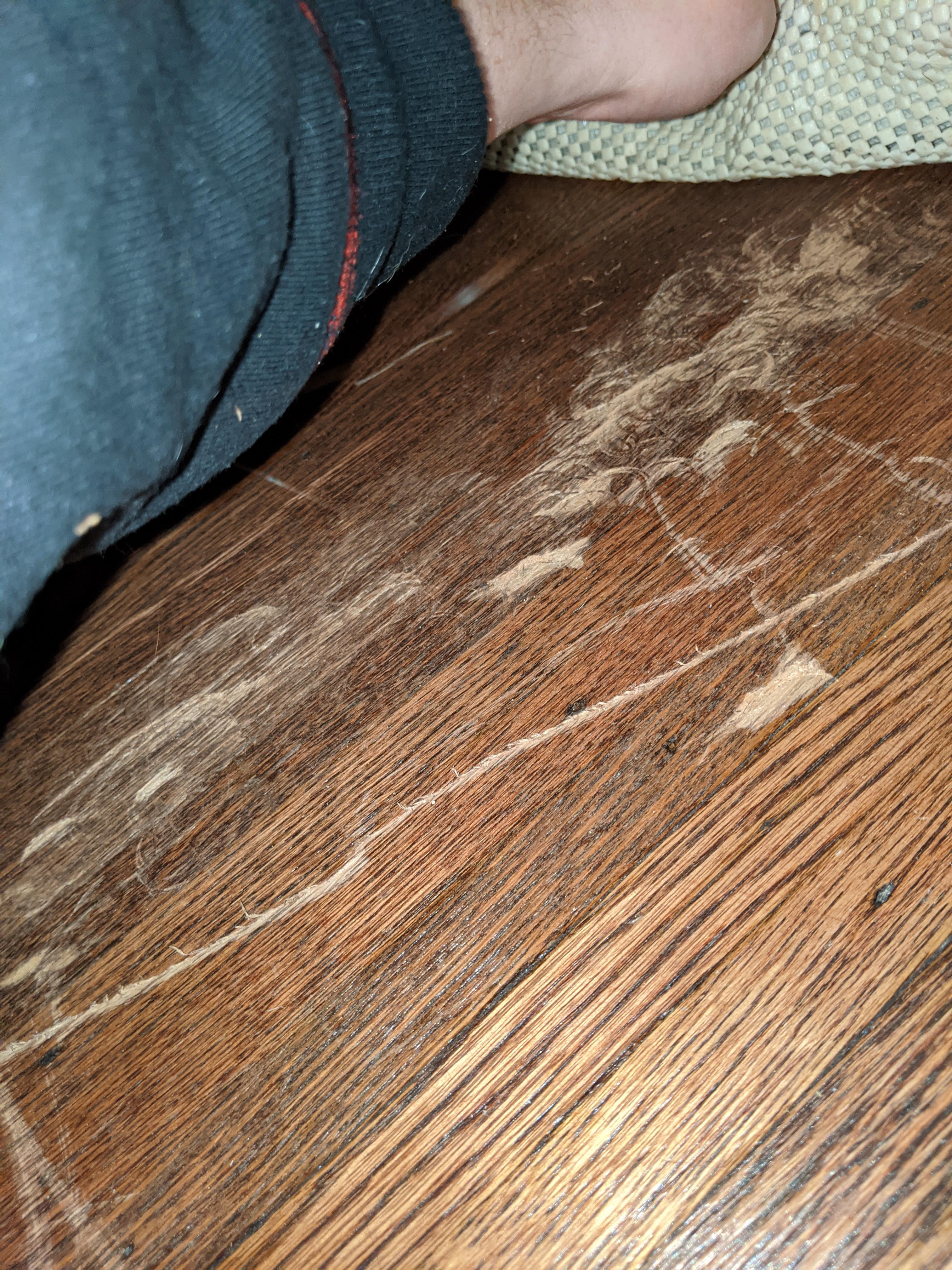 Furniture damaged old wood floor, didn't realize until too late. How can I repair it? Details in ...