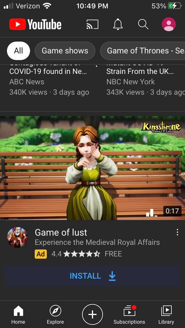 “Game of Lust” ad featuring a child character. | Scrolller