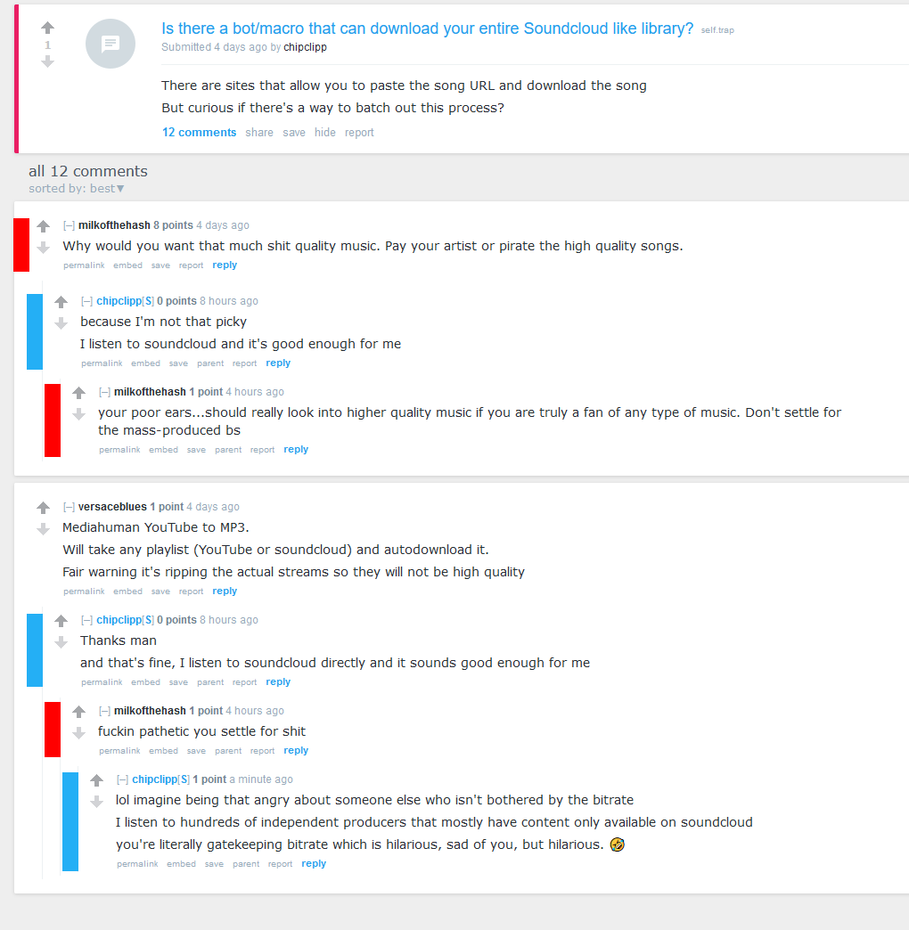 Gatekeeping "audio bitrate" is pretty hilarious | Scrolller