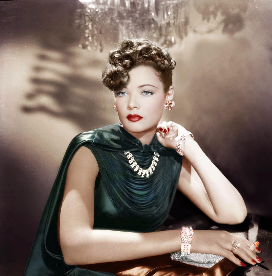 Gene Eliza Tierney on The Shanghai Gesture, 1941, dress made by her husband Oleg Cassini | Scrolller