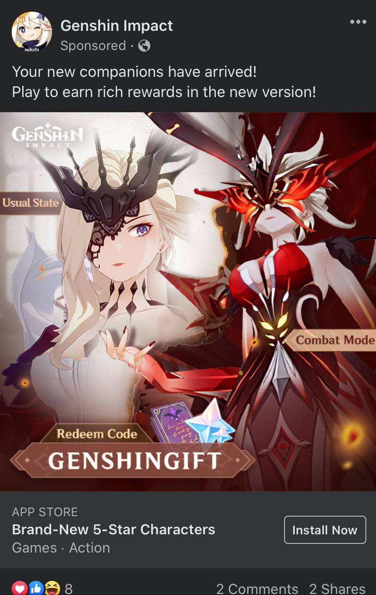 Genshin's new facebook ad. Wait a minute.... | Scrolller