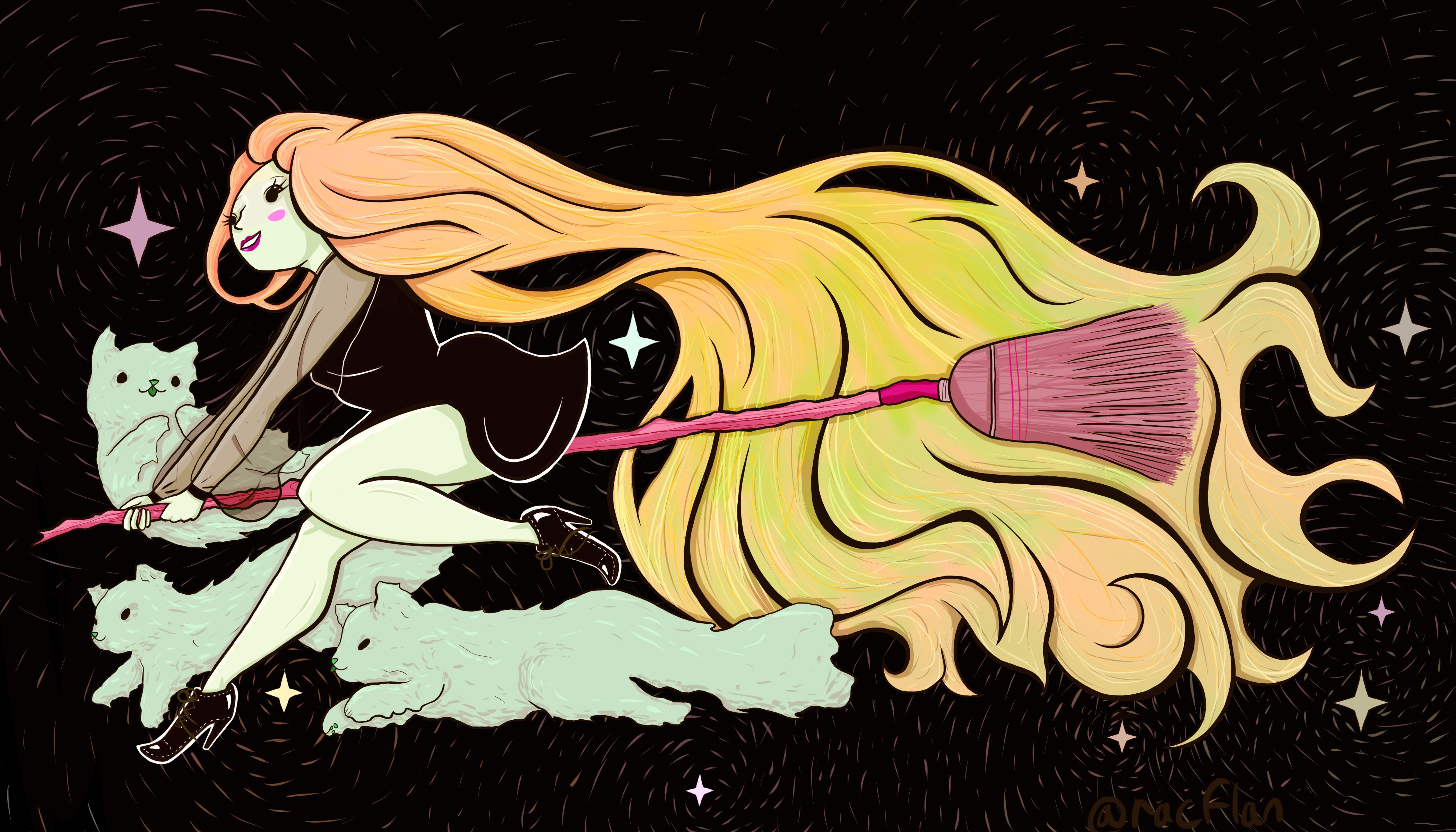 Ghost Cat and Witch, Me, Procreate, 2020 | Scrolller