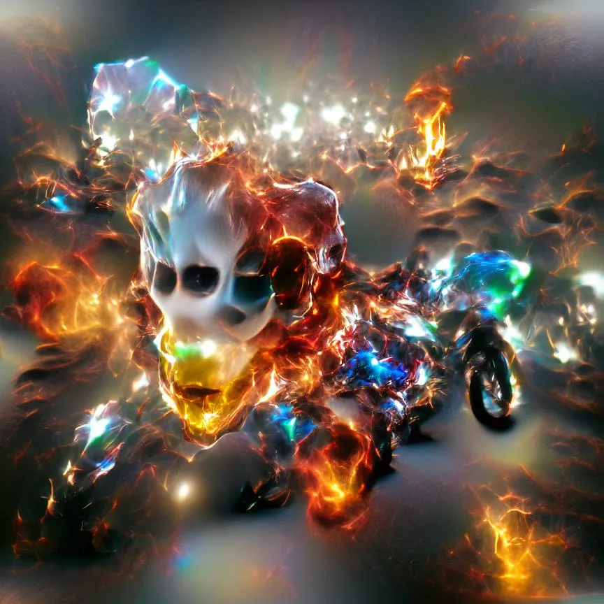 Ghost Rider Nebula made of precious gems, photoillustration, 8k resolution 8K 3D Unreal Engine ...