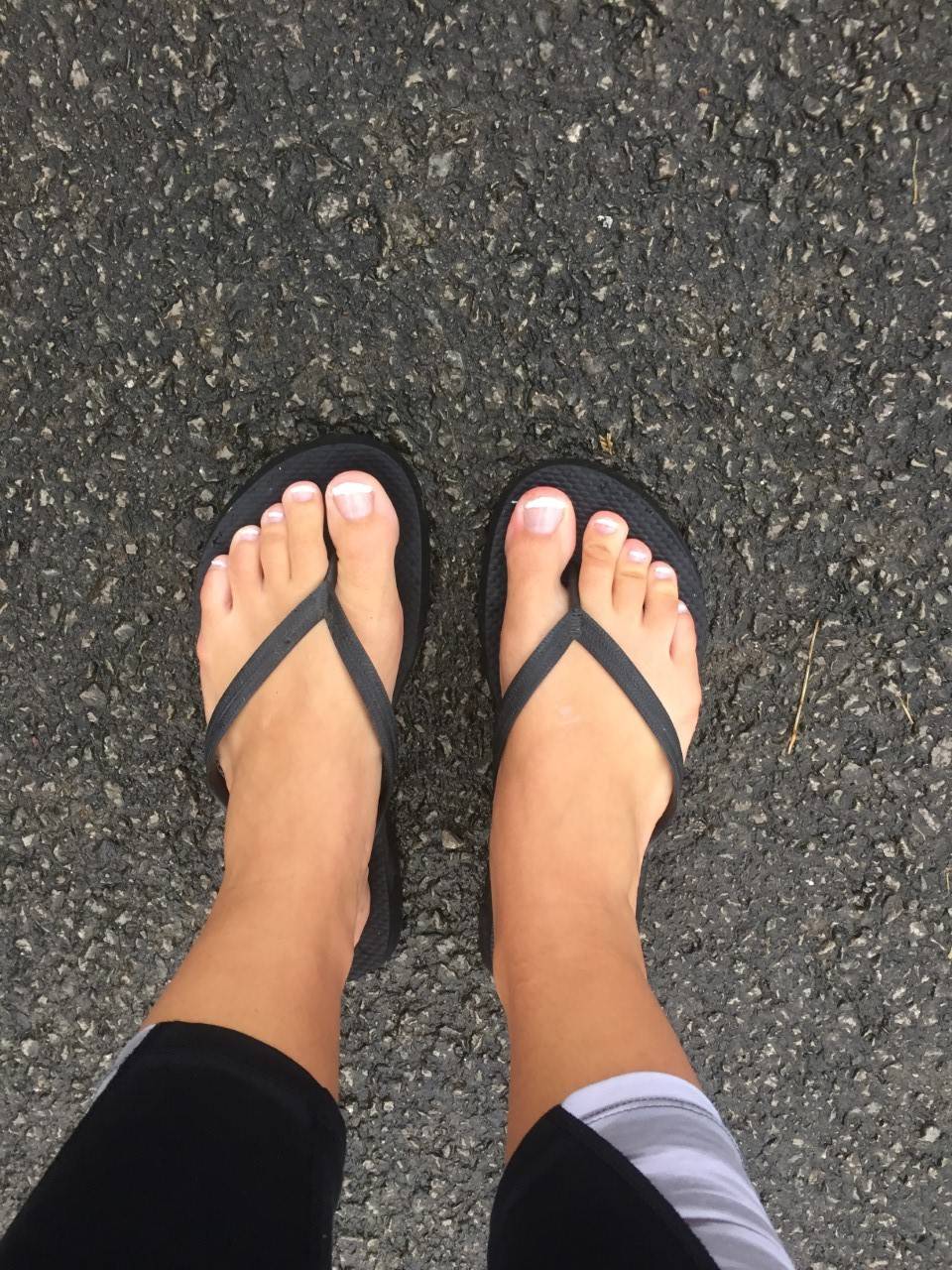 girlfriend french pedicure toes in flip flops (comment!) | Scrolller