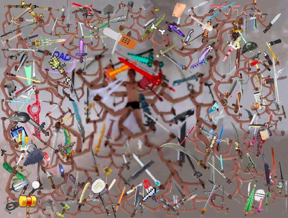 Giving this shirtless guy a sword Day 242: green candy cane | Scrolller