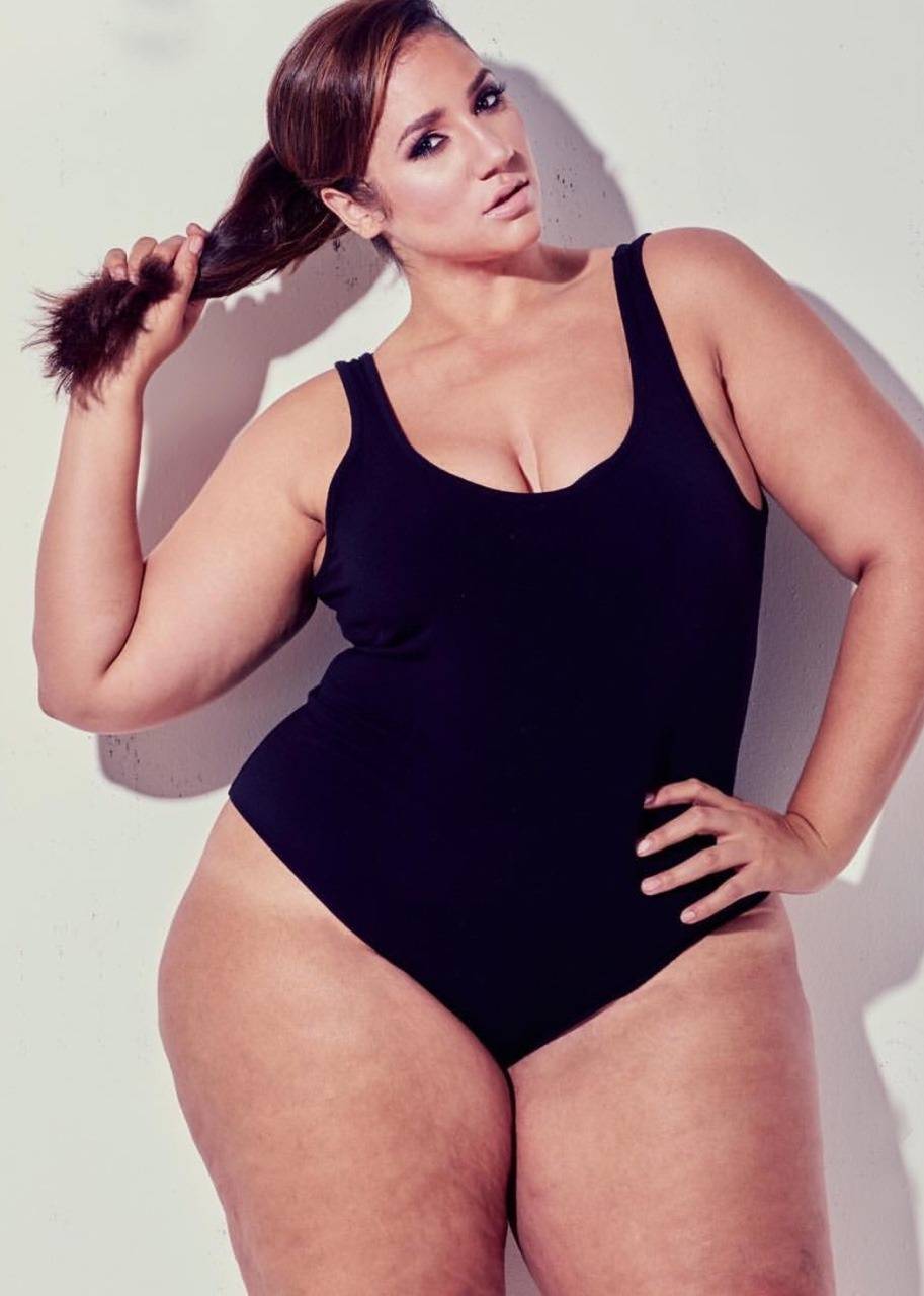 Gorgeous BBW with thick thighs in a black one piece | Scrolller